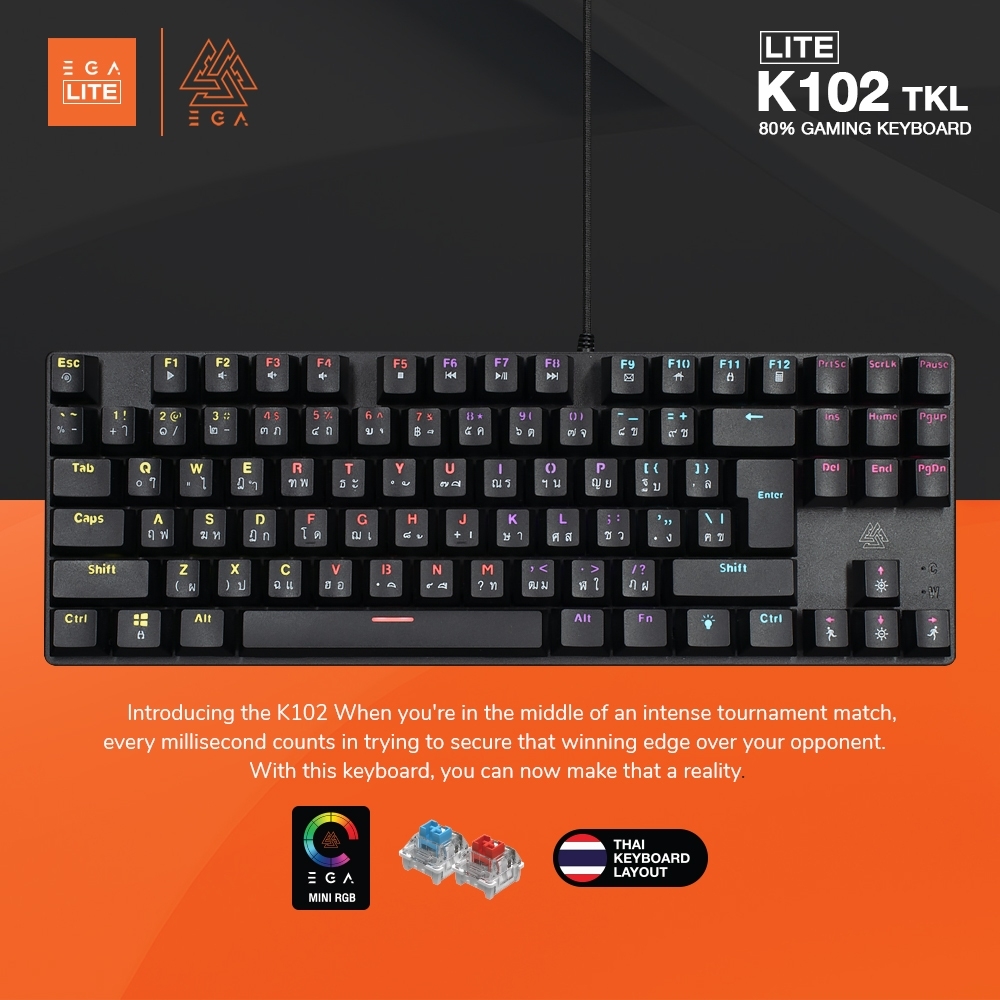 คีย์บอร์ดเกมมิ่ง รุ่น K102 TKL